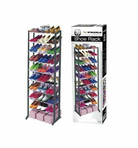 Shoe Rack 30 Pairs Prima Free Standing 10 Tier Organizer Storage Space ...