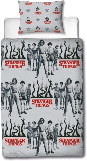 Official Stranger Things Duvet Cover Dark Side Design Grey Reversible ...