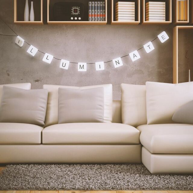 210cm Cinematic Personalised Scrabble Hanging Letters String Lights by ...