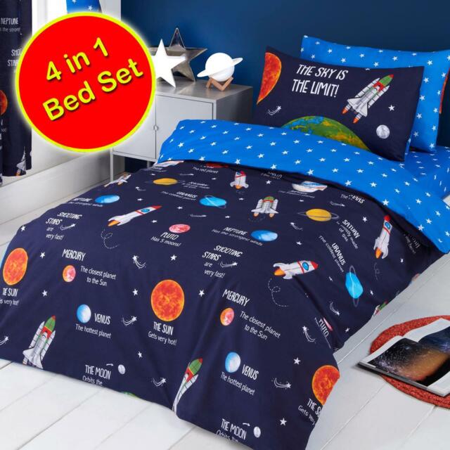 Space Cot Bedding 4-in-1 Set The Sky Is The Limit Junior Quilt, Pillow ...