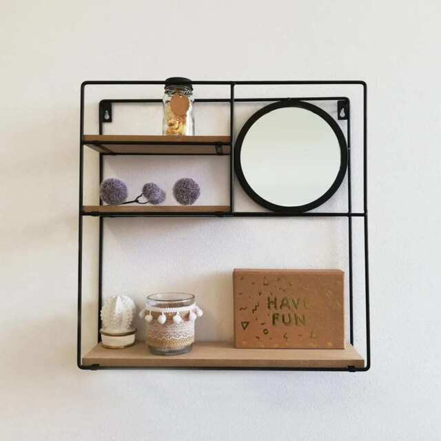 H&s Collection Wall Rack With Mirror 40x10x40 Cm by eBay | ufurnish.com