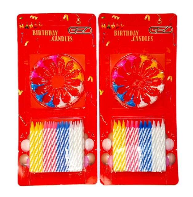 Birthday Cake Candle Set X 2 = 48 Candles & 24 Holders Kids Adults by ...