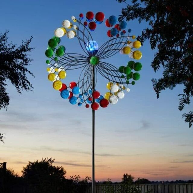 Garden Spinner - Harlequin Led Wind Spinner - Solar Powered by eBay ...