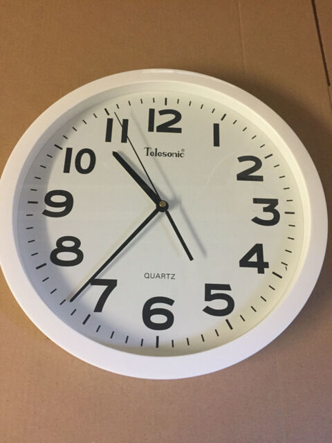 Japanese Top Quality Telesonic Analogue Quartz Wall Clock White 35cm by ...