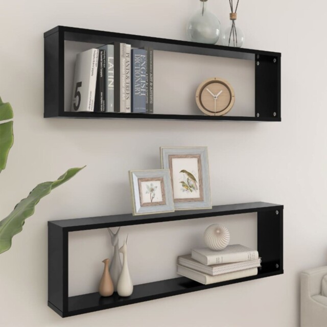 2 Pcs Wall Shelves Floating Rack Display Shelf Bookshelf Engineered by ...