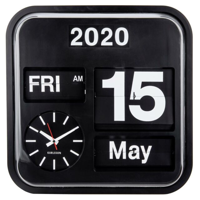 Karlsson Big Flip & Mini Flip Retro Wall Clocks With Day, Date, Year ...
