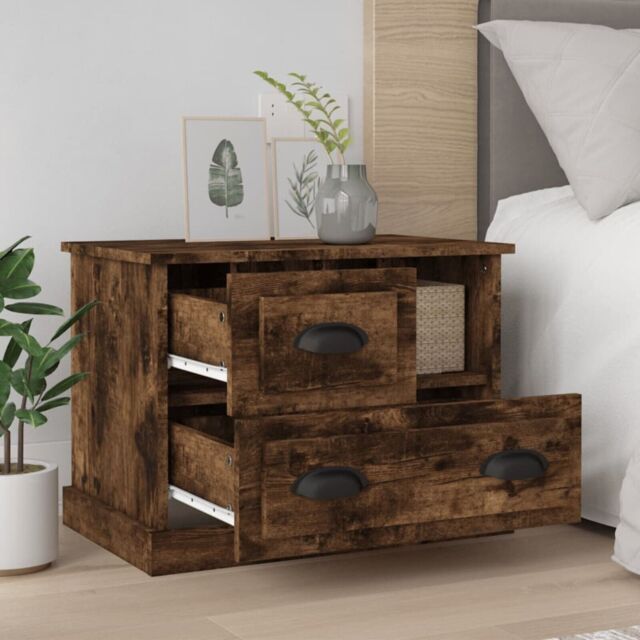 Bedside Cabinet With 2 Drawers Wooden Side Table Storage Cabinet by ...