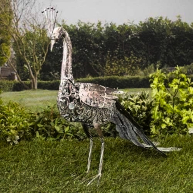 Solar Peacock Garden Ornament Led Bird Statue Metal Light Up Figure by ...