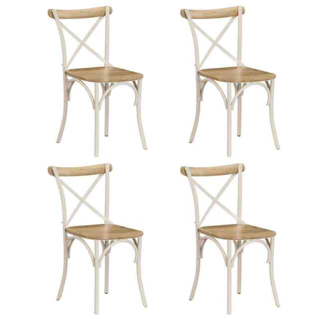 Cross Chairs 4 Pcs White Solid Mango Wood Vidaxl by eBay | ufurnish.com