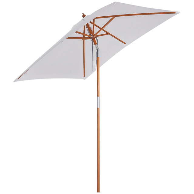 Outsunny Wooden Patio Umbrella Market Parasol Outdoor Sunshade Cream by ...