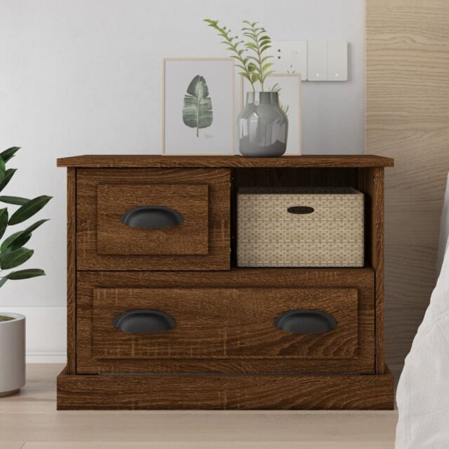 Bedside Cabinet With 2 Drawers Wooden Side Table Storage Cabinet by ...