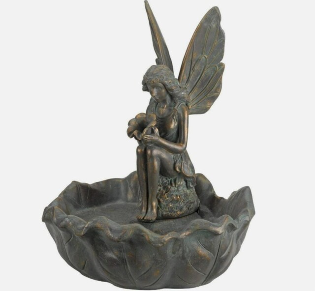 Garden Solar Water Feature Fairy Leaf Fountain Bronze Effect by eBay ...