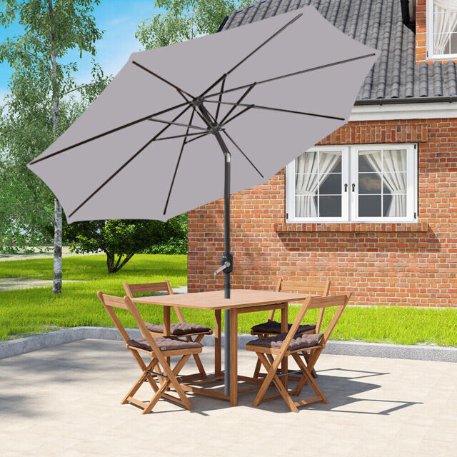 3m Outdoor Garden Parasol Patio Round Sun Shade Canopy Umbrella Crank ...