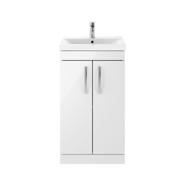 Nuie Athena Gloss White 500mm 2 Door Vanity Unit With 18mm Profile by ...