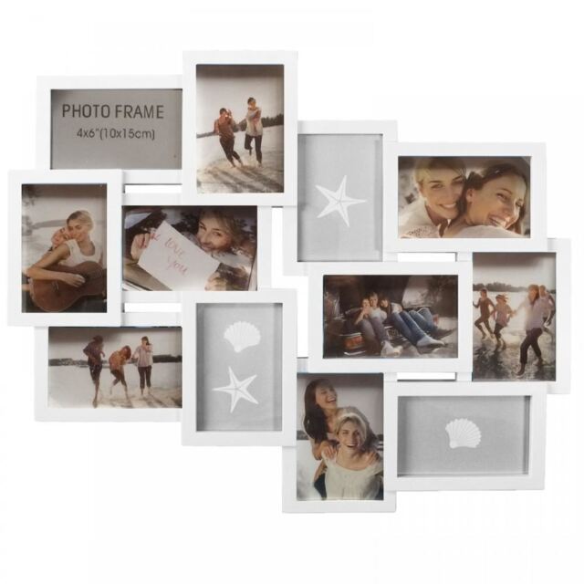 Large White Embossed Wall Hanging Photo Frame 12 Multi Picture Holder ...