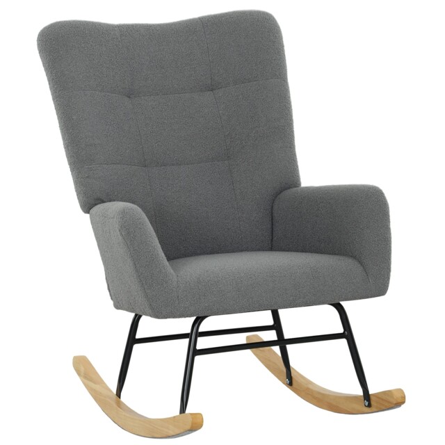 Grey Teddy Fleece Rocking Chair, Modern Armchair, 70x94x100cm, Foam, by ...