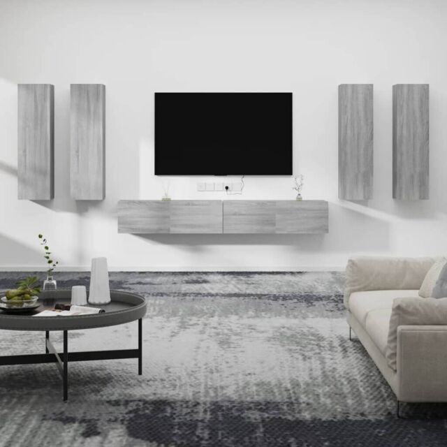 Vidaxl 6 Piece Tv Cabinet Set Grey Sonoma Engineered Wood by eBay ...