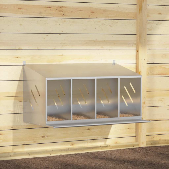 Vidaxl Galvanized Silver Metal Chicken Nesting Box - 4 Compartments, by ...
