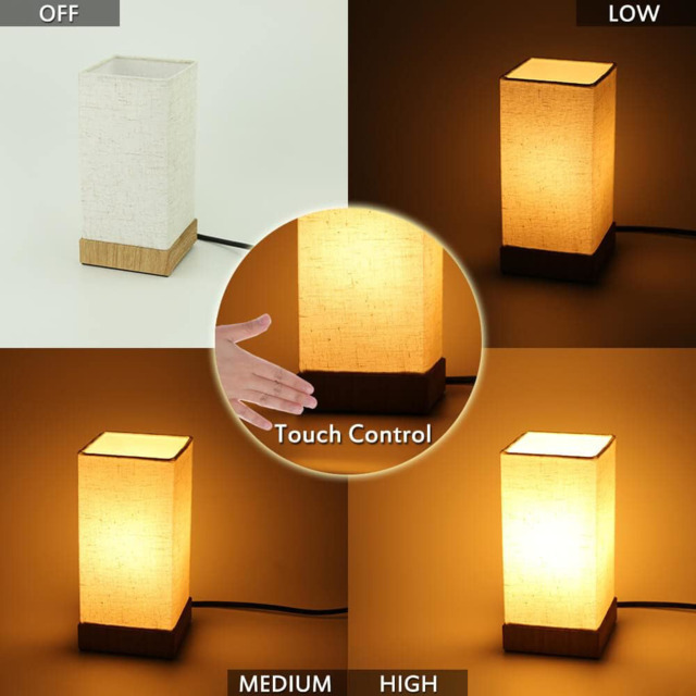 Hslighting Bedside Lamps, Touch Lamp Bedside 3-way Dimmable Table Lamp ...