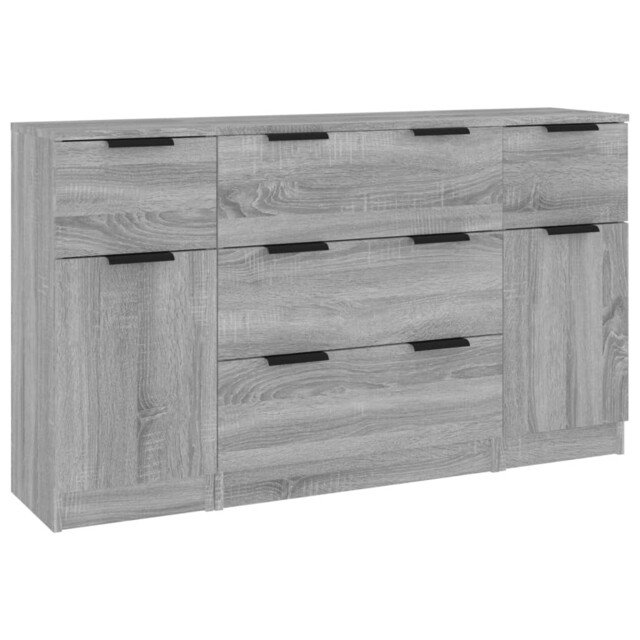Sideboard Set 3 Piece Engineered Wood Home Organiser Multi Colours by ...