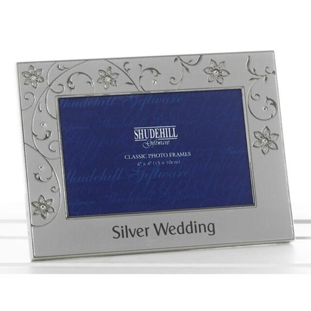Silver Wedding Anniversary Silver Floral Design 6 X4 Photo Frame 25th ...