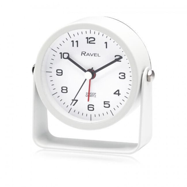 Ravel Bedside Round Metal Alarm Clock With Stand White Rc050.4 by eBay ...
