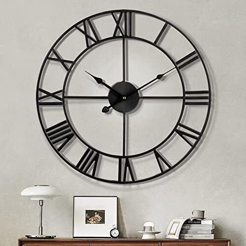Maxstar Modern Roman Numerals Large Wall Clocks Non Ticking Round by ...