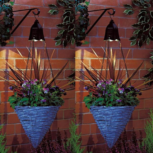 2 X Solar Hanging Led Basket Light Outdoor Garden Flower Planter Spot ...