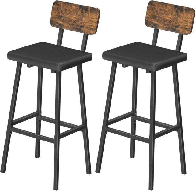Hoobro Bar Stools Set Of 2, Pu Upholstered Breakfast Bar Stools, Tall ...