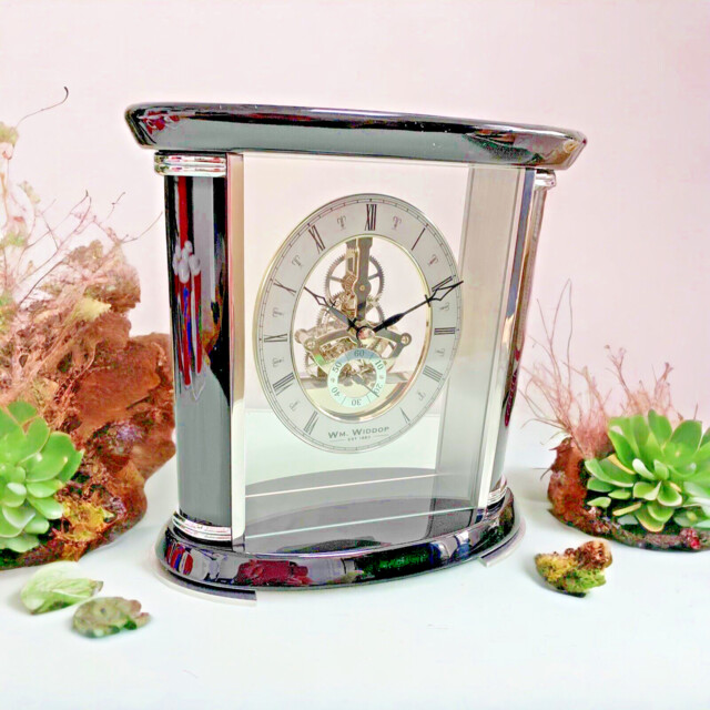 Mantel Clock Wooden Piano Finish Skeleton Movement Quartz William by ...