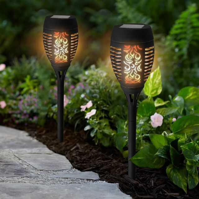 2 Pack Solar Dancing Lantern Flame Torch Light Waterproof Flickering by ...