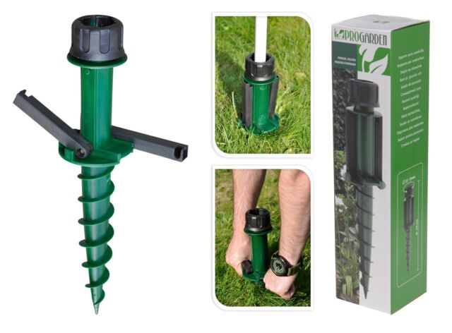 Umbrella Parasol Stand Screw Base Spike Washing Line Holder Fishing by ...