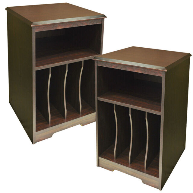 Pack Of Two Storage Side End Bedside Table With Cubbies Walnut by eBay ...