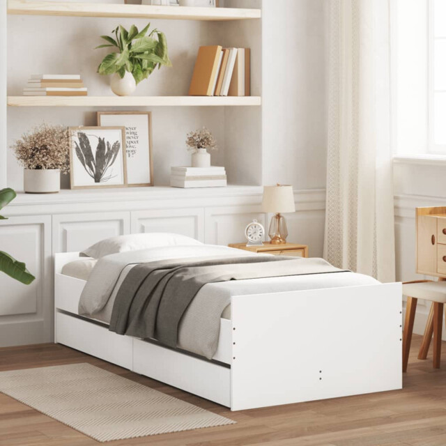 Bed Frame With Drawers White 90x200 Cm Vidaxl by eBay | ufurnish.com