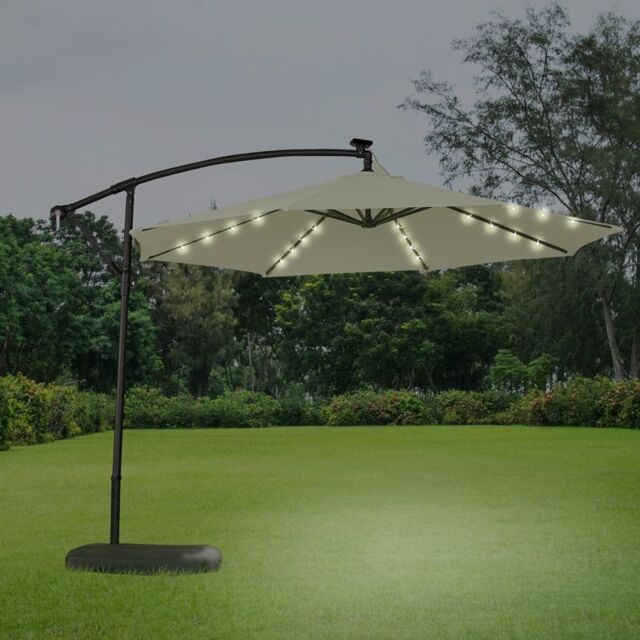 Croft 3m Cream Overhang Solar Led Garden Parasol Garden Outdoor by eBay ...