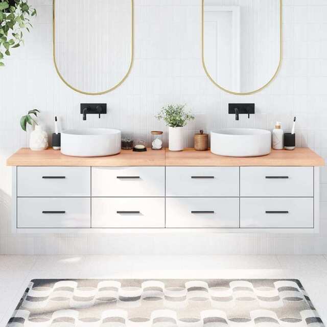 Bathroom Countertop Vanity Top Wash Basin Worktop Treated Solid Wood by ...