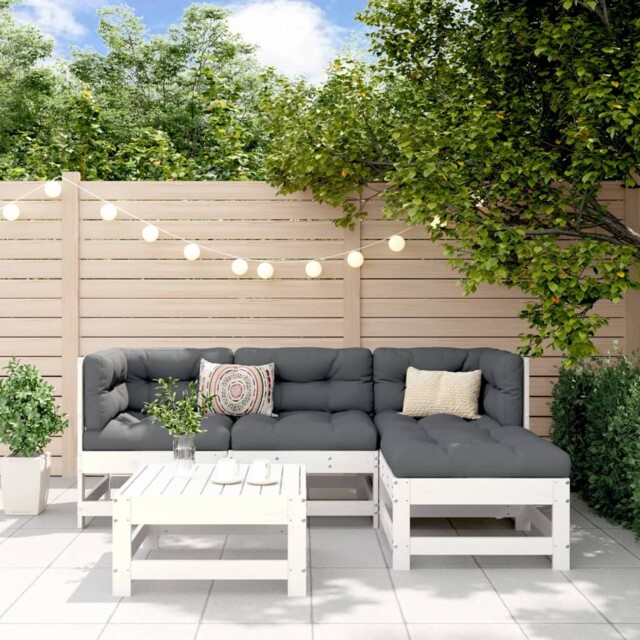 Garden Lounge Set Outdoor Modular Sofa Set 5 Piece Solid Wood Pine by ...
