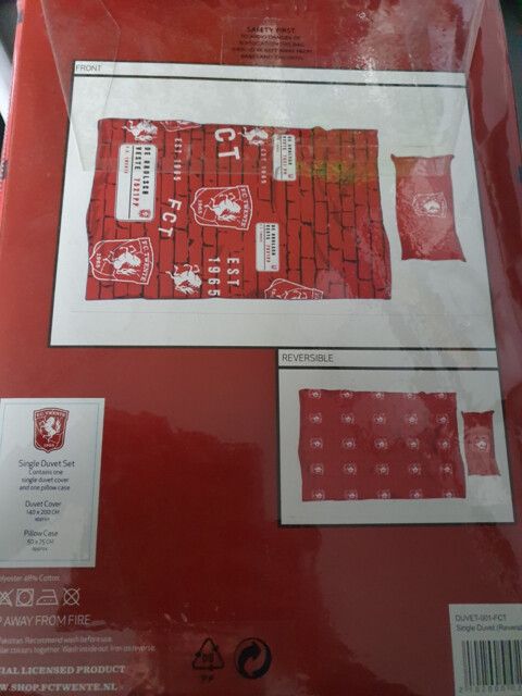 Twente Red Crest Single Duvet Set Reversible Football Bedding by eBay ...