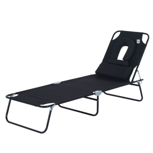 2pc Sun Lounger Reclining Folding Sunbed Chair Bed Head Rest Folding by ...