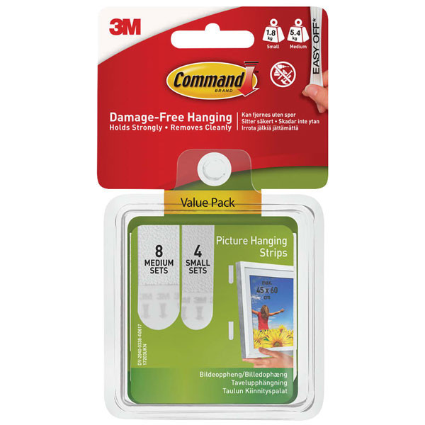 3m Picture Hanging Strips Set, Small & Medium (pack 12) 17203 by eBay ...
