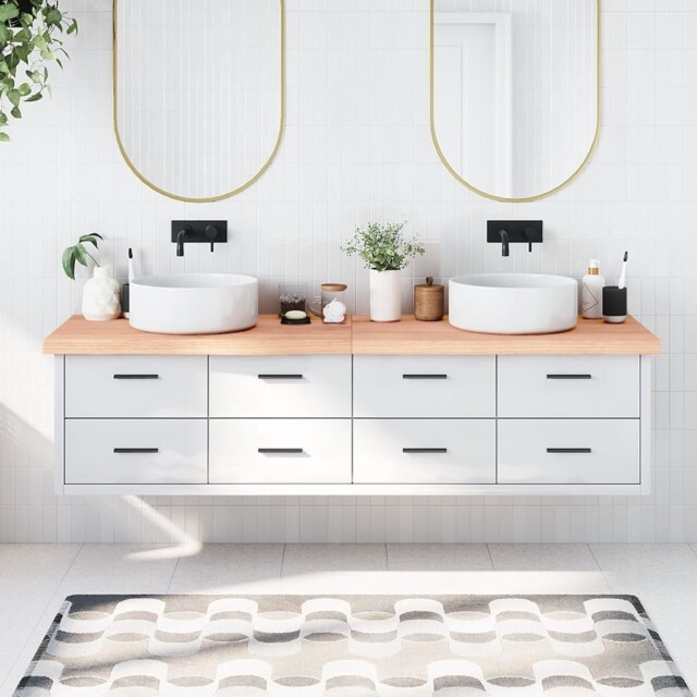 Bathroom Countertop Vanity Top Wash Basin Worktop Treated Solid Wood by ...