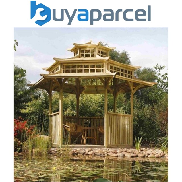 Rowlinson Oriental Pagoda Wooden Garden Gazebo Shelter Japanese Style ...