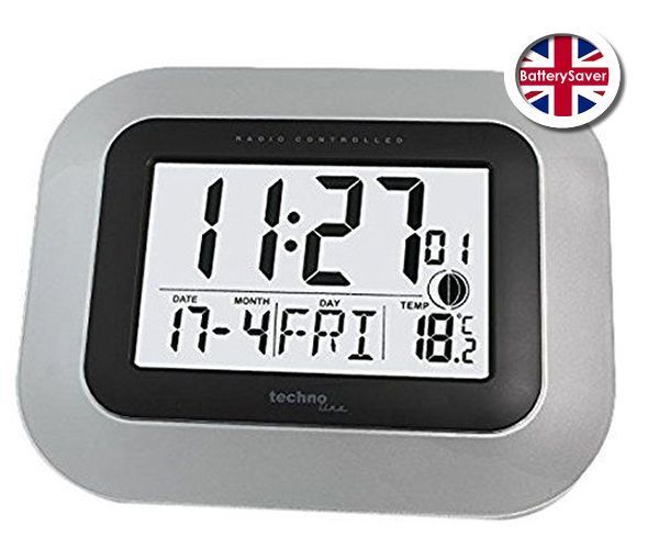 Technoline Ws-8005m Digital Wall Clock - Radio Controlled Uk Time by ...