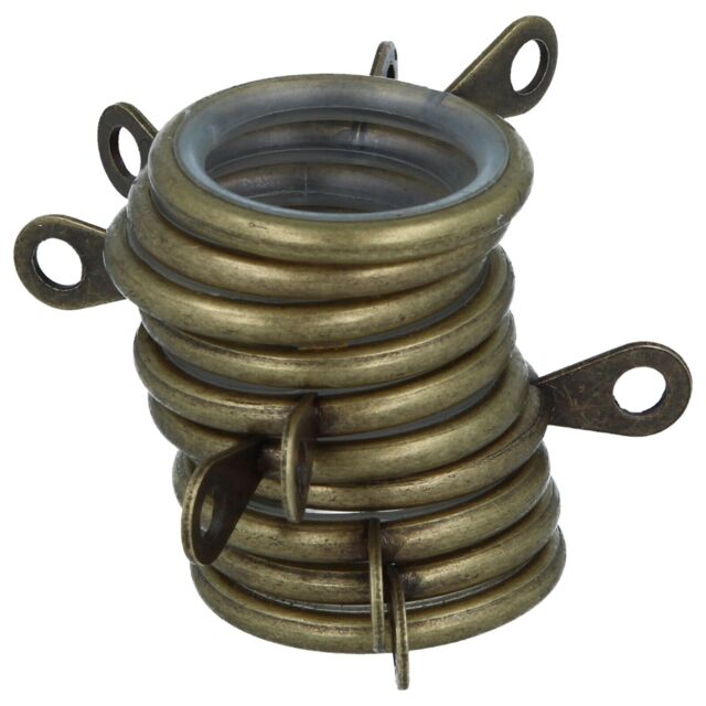 10 X Antique Brass Curtain Rings Fits 16/19mm Poles Metal Rod Loop by ...