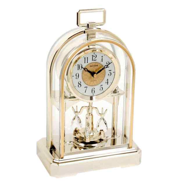 Rhythm Gold Arched Mantel Clock With Rotating Pendulum 4sg744wr18 by ...