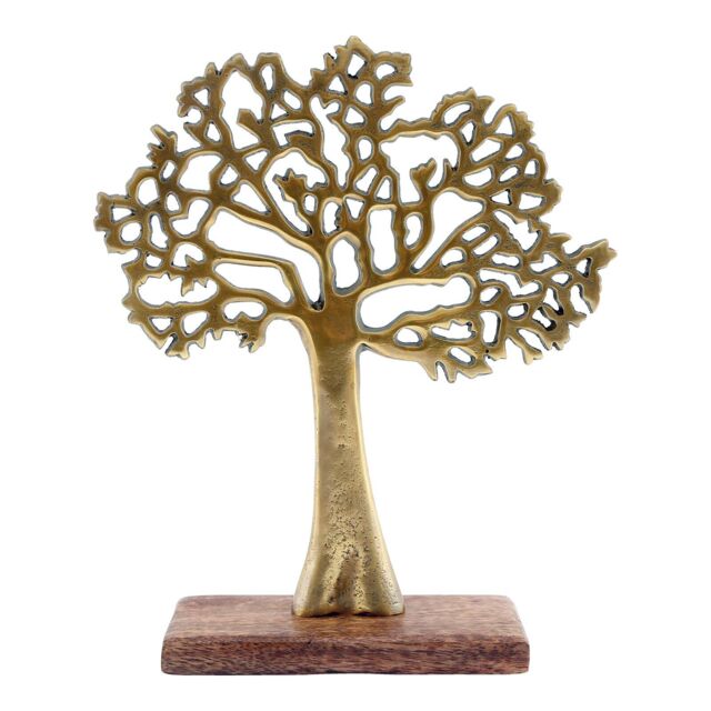 Metal Gold Tree On Wooden Base Antique Finish Tree Of Life Ornament by ...
