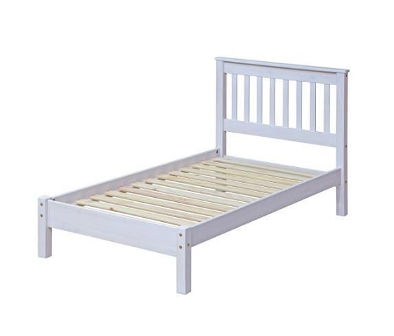 Single Bed 3ft Solid Wood Low Foot End Bedframe Slatted Base White by ...