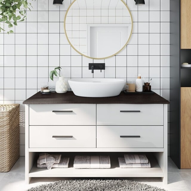 Bathroom Countertop Vanity Top Wash Basin Worktop Treated Solid Wood by ...