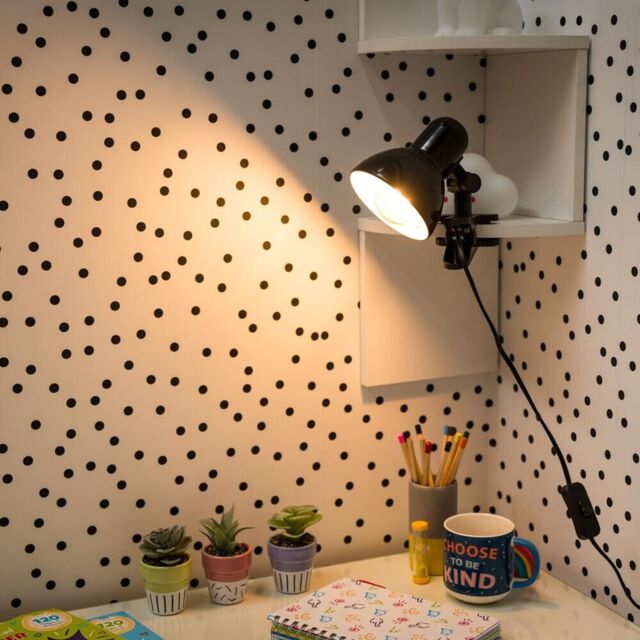 Desk Lamp Clip On Metal Spotlight Head Table Light Gloss Black Office ...