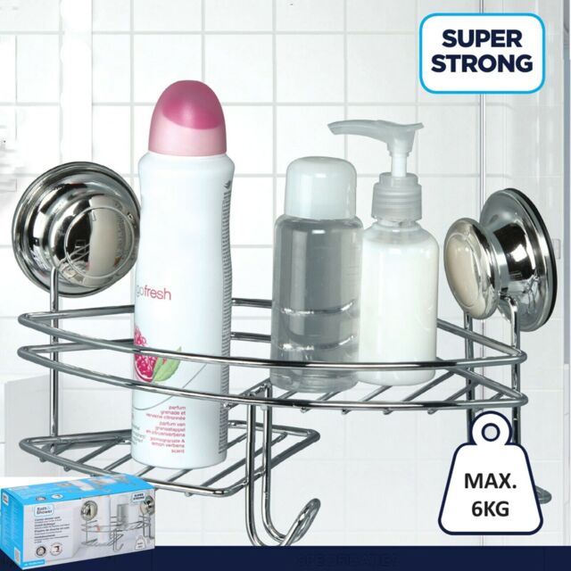 Suction Stick Corner Shower Rack Caddy Bathroom Soap Toiletries Shelf ...